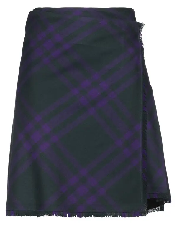 Burberry Mini Tartan Wool Skirt - Purple