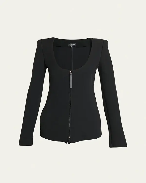 Giorgio Armani Double-jersey Virgin Wool Zip Jacket