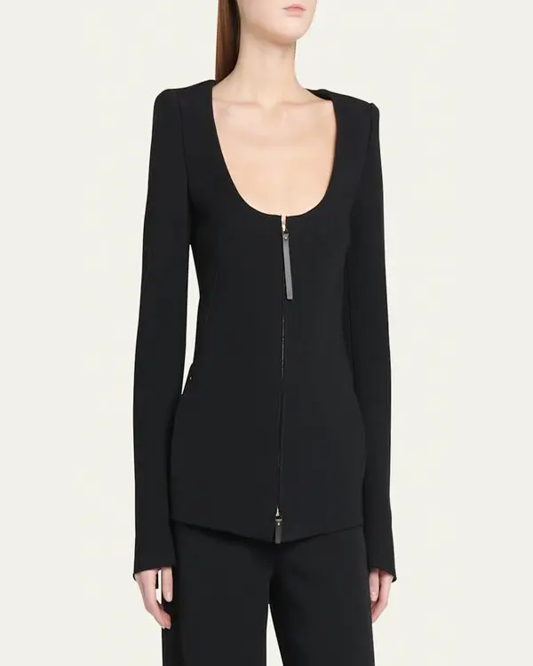 Giorgio Armani Double-jersey Virgin Wool Zip Jacket