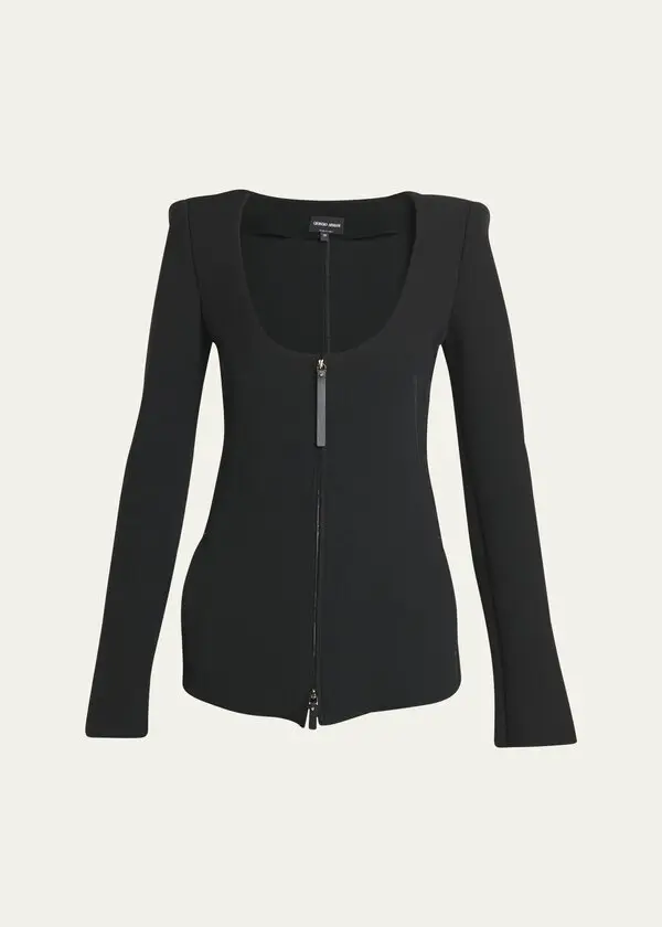 Giorgio Armani Double-jersey Virgin Wool Zip Jacket