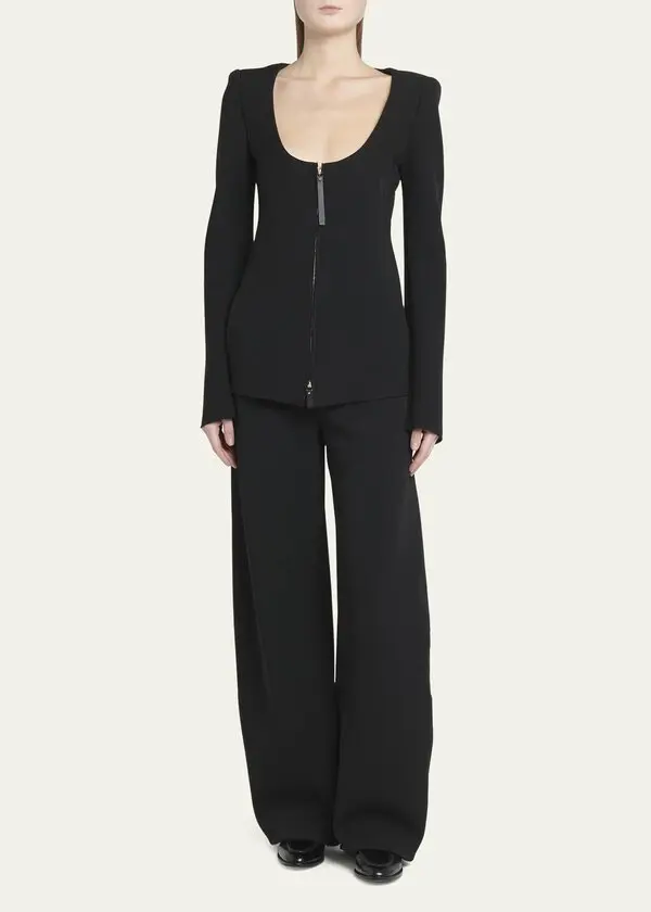 Giorgio Armani Double-jersey Virgin Wool Zip Jacket