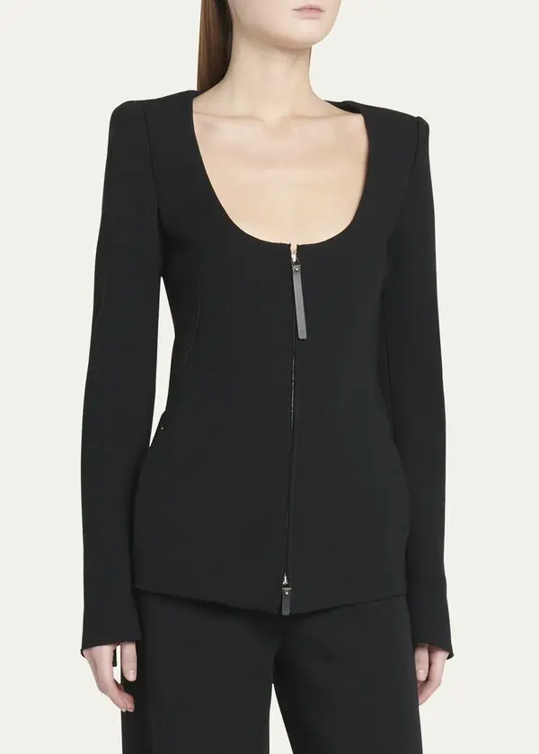 Giorgio Armani Double-jersey Virgin Wool Zip Jacket