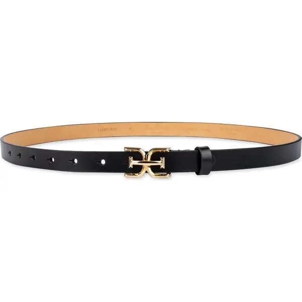 Sam Edelman Double E Logo Leather Belt - Black