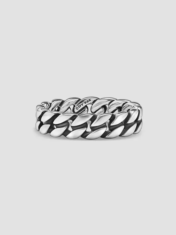 David Yurman Curb Chain Band Ring In Sterling 6mm