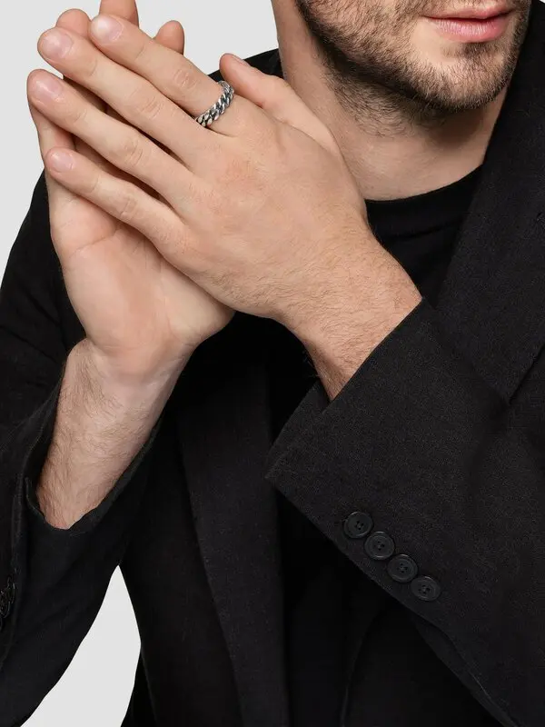 David Yurman Curb Chain Band Ring In Sterling 6mm