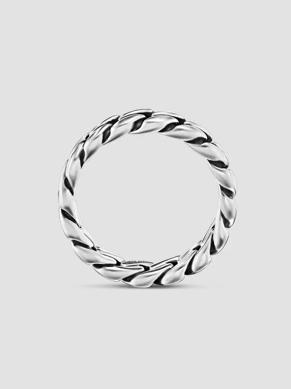 David Yurman Curb Chain Band Ring In Sterling 6mm