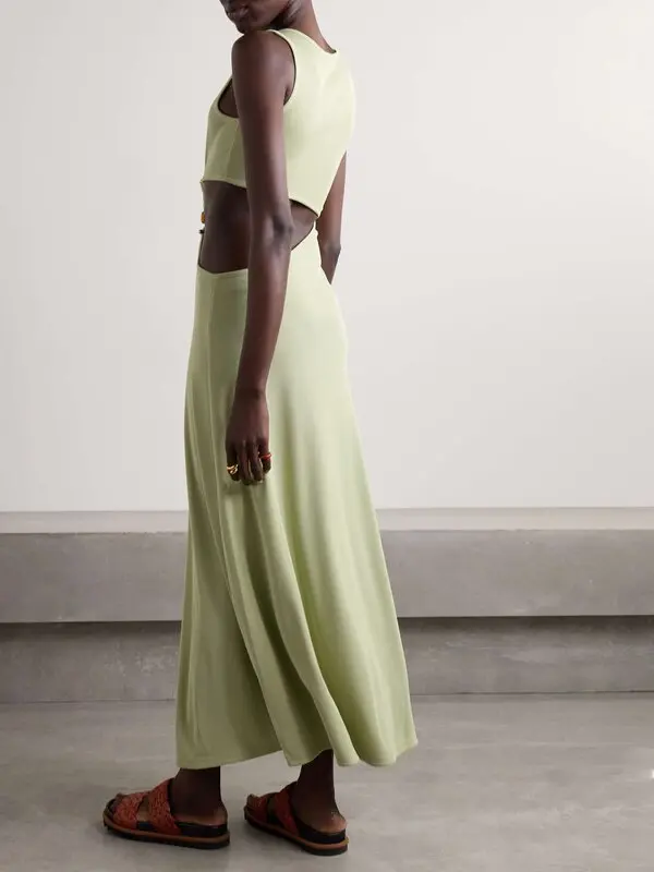 Christopher Esber Stone Cavern Embellished Cutout Ribbed-Knit Maxi Dress In  Green - 70% Off | Editorialist