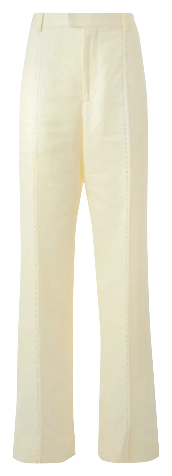 Bottega Veneta Embroidered Linen Straight-leg Pants - Cream