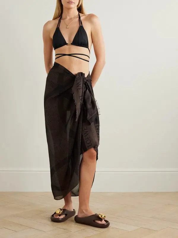Loewe Paula'S Ibiza Embellished Triangle Bikini Top In Black - 50