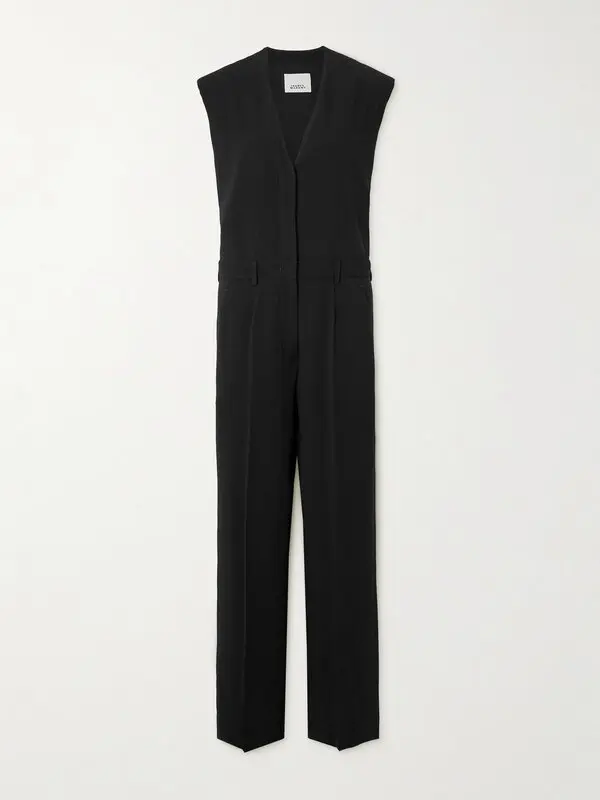 MARANT ETOILE Isabel Marant Pleated Crepe Jumpsuit - Black