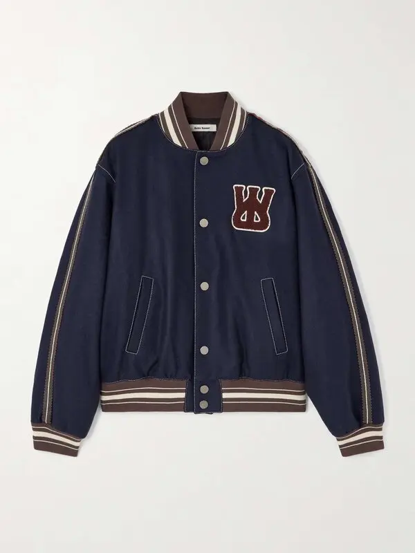 Wales Bonner AppliquéD Embroidered Wool-Blend Varsity Jacket In