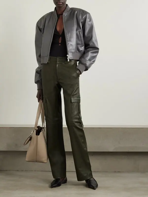 Sprwmn Leather Wide-leg Cargo Trousers