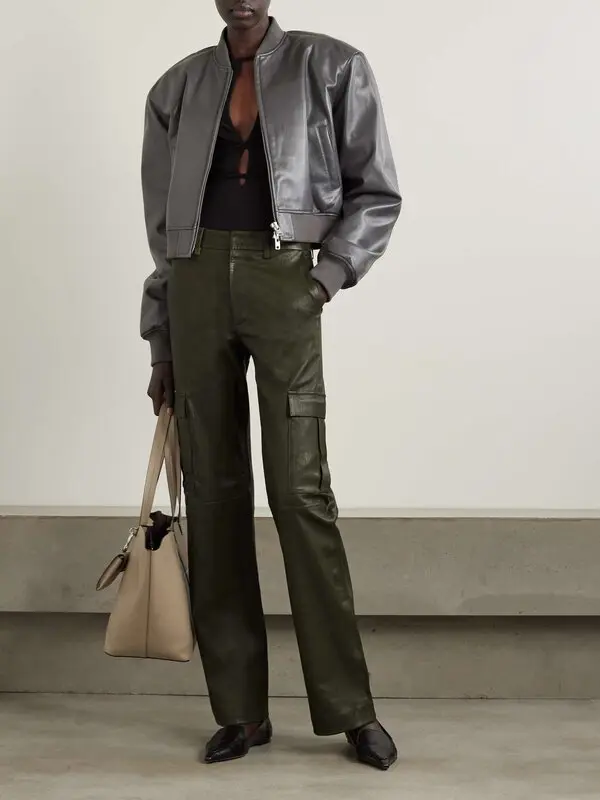 Sprwmn Leather Wide-leg Cargo Trousers