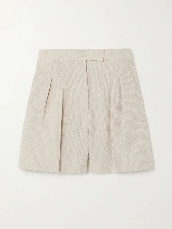Max Mara Jessica Pleated Cotton Shorts - Beige