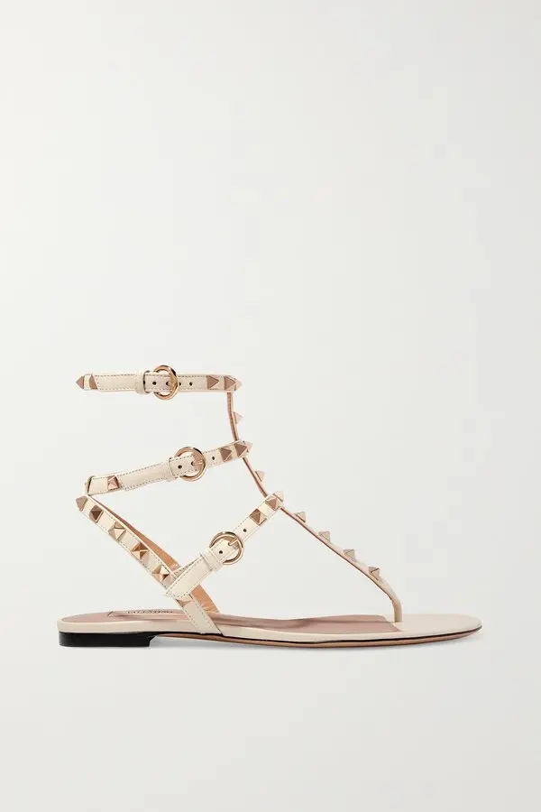 Valentino Garavani Rockstud Leather Sandals - Ivory