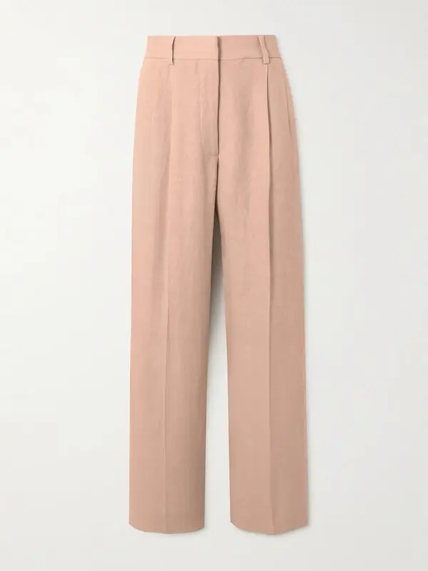 BLAZÉ MILANO Fox Pleated Straight-leg Pants - Blush
