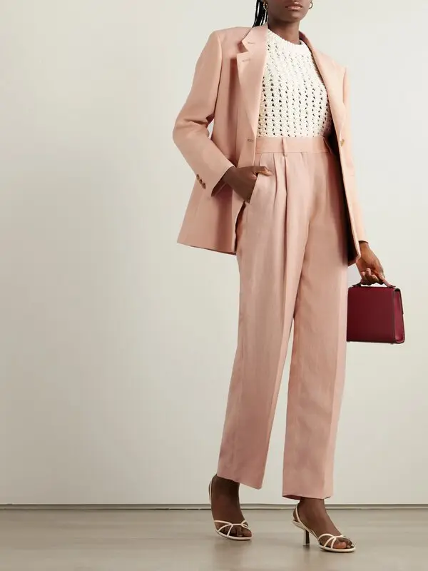 BLAZÉ MILANO Fox Pleated Straight-leg Pants - Blush