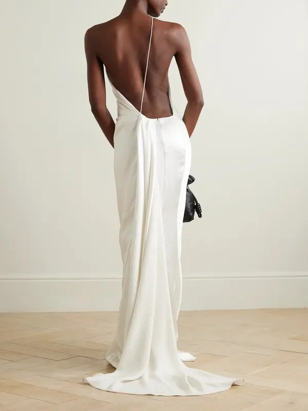 tove backless maxi dress tove erin draped silk chiffon maxi dress Caroline Dress White FR 38 / White