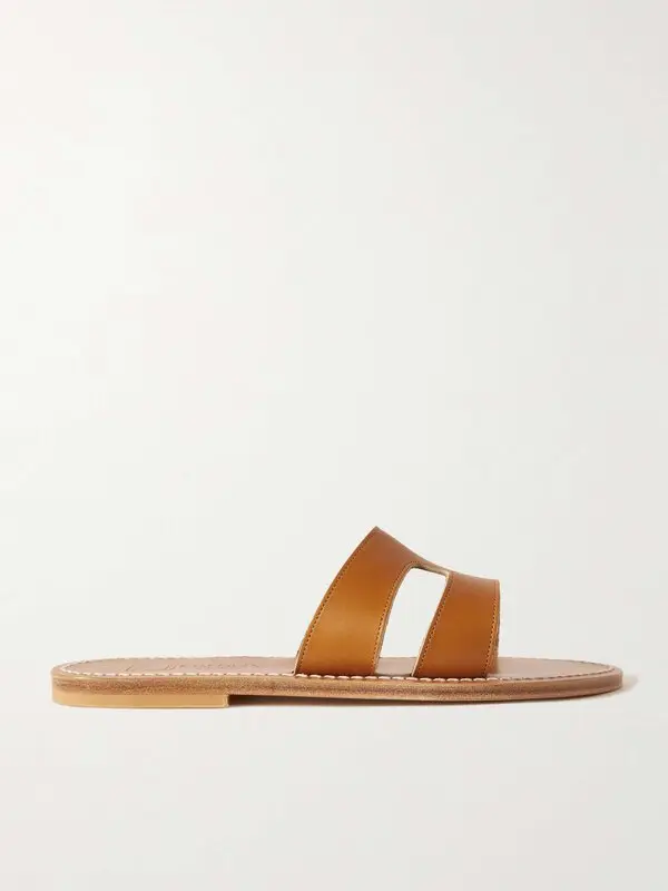 K.JACQUES Menandre Cutout Leather Slides - Tan