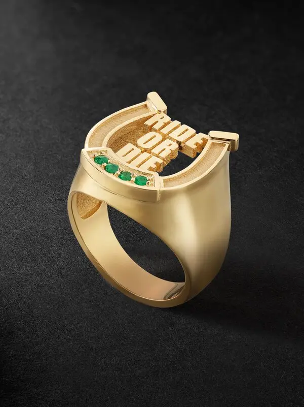 Established Ride Or Die 18-karat Emerald Signet Ring - Gold