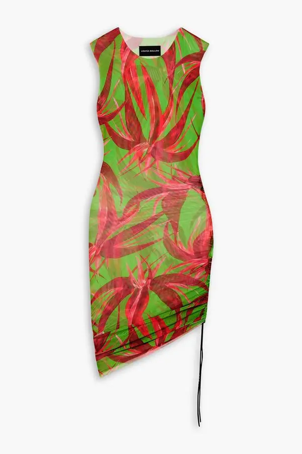 green emerald velvet dress Heatwave Ruched Graphic-Print Mini Dress Green – O'RADIANCE