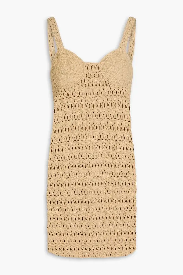 Nanushka Maressa Crocheted Cottonblend Mini Dress - Beige