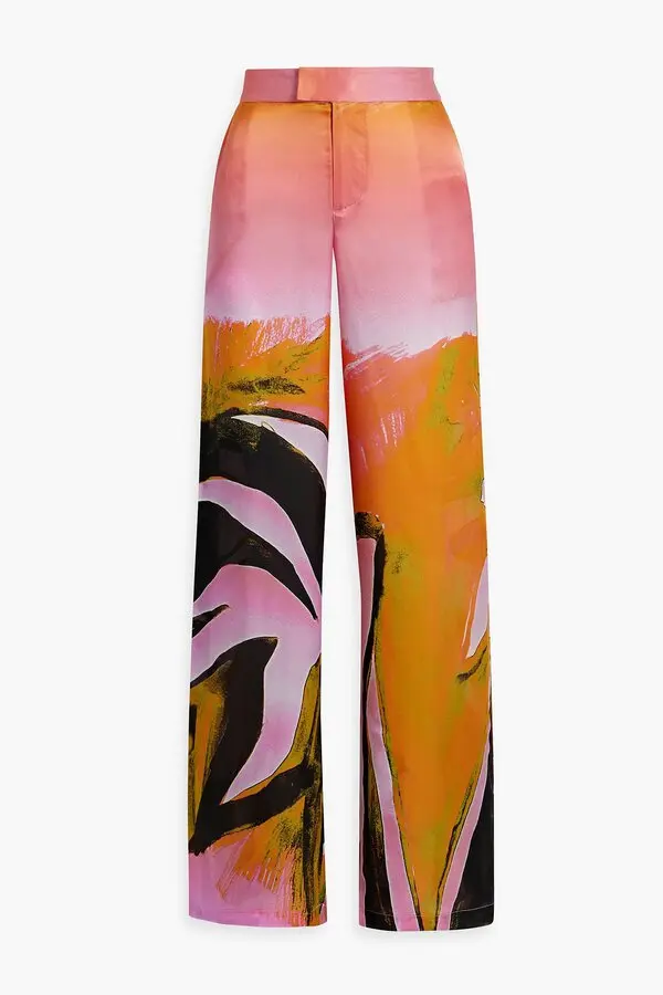 LOUISA BALLOU Printed Wide-leg Pants - Saffron
