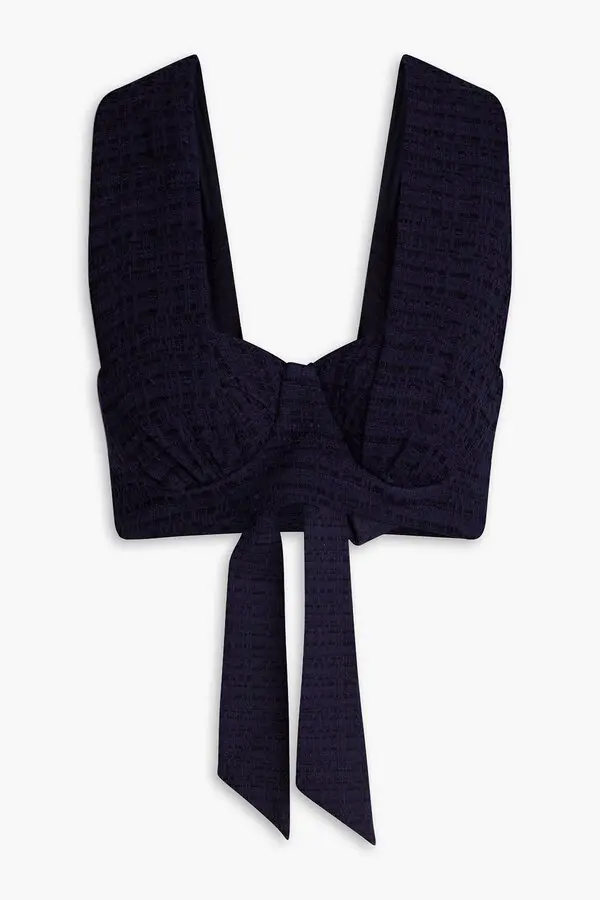 Zimmermann Tweed Halterneck Bra Top - Navy