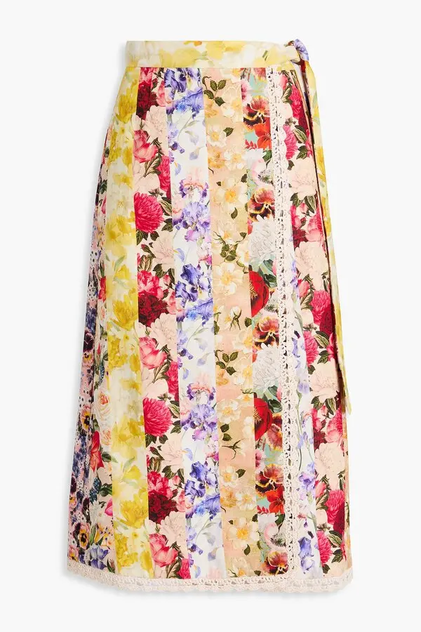 Zimmermann Floral-print Linen Midi Skirt