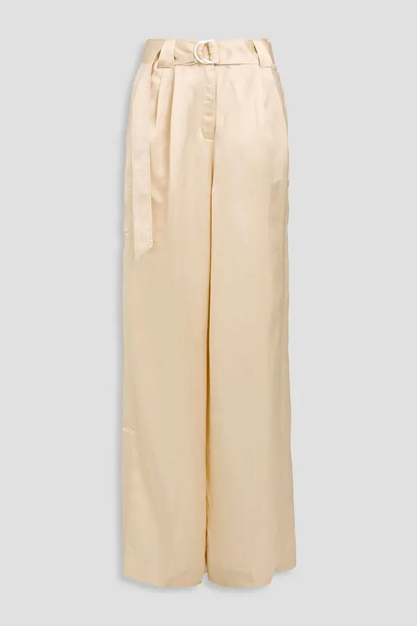 Zimmermann Pleated Shantung Wide-leg Pants - Cream