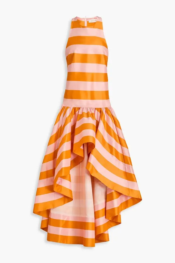 Zimmermann Striped Silk-shantung Asymmetric Dress