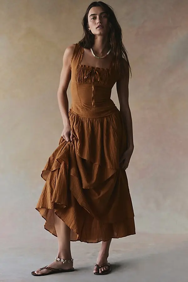 Free People In My Dreams Midi Dress - Spice Brown