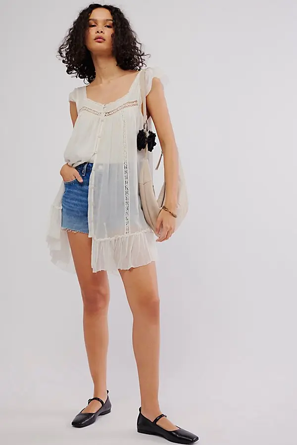 free people olivia mini dress FREE PEOPLE OLIVIA sheer MiNi TUNIC dress sz XS