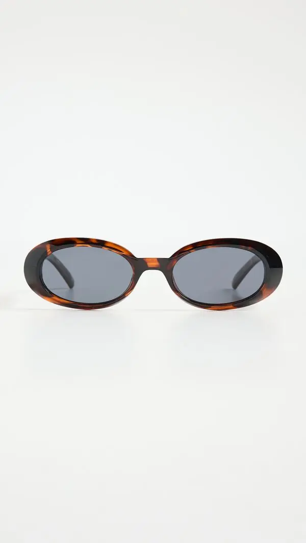 Le Specs Oval Frame Sunglasses - Dark Tort