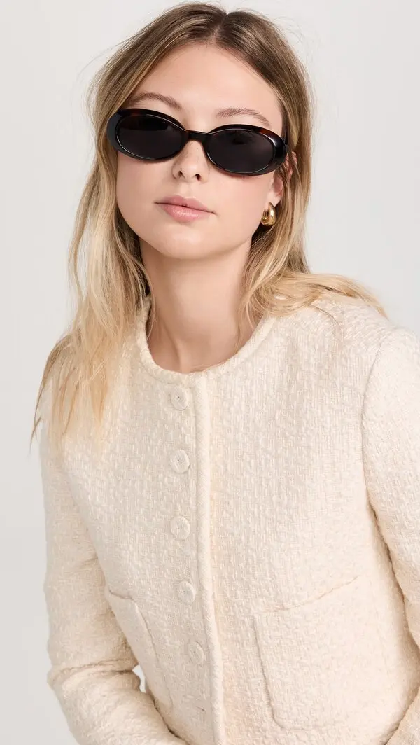 Le Specs Oval Frame Sunglasses - Dark Tort