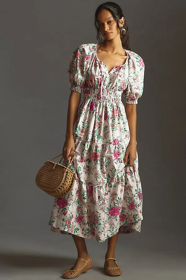 midi cotton dress women Floral Midi Dress | Cotton Summer Dress