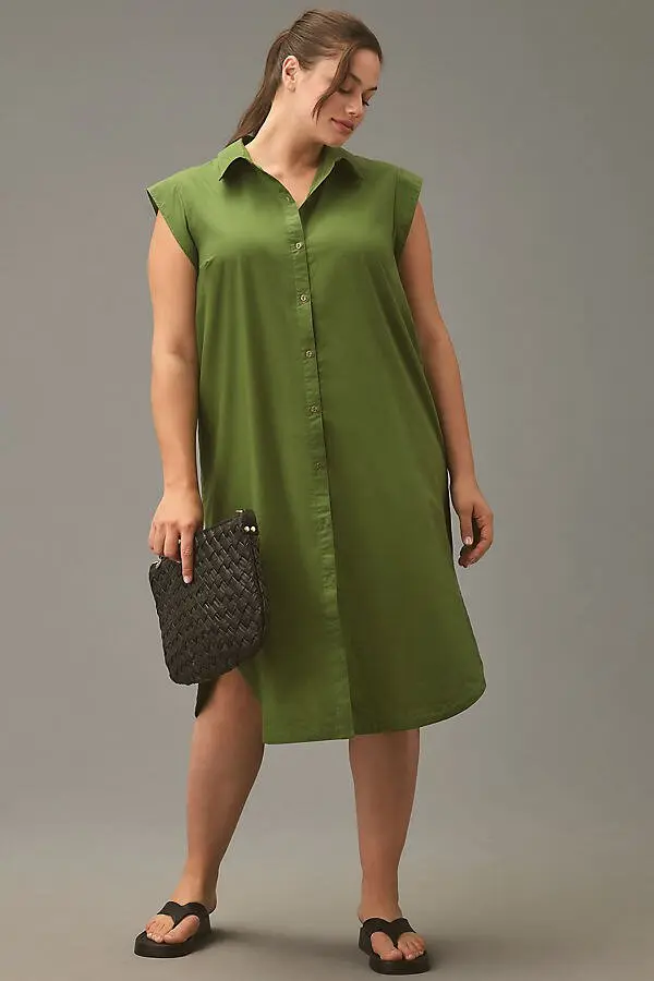 Maeve The Lillian Button-Front Midi Dress In Green - 24% Off | Editorialist