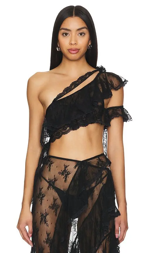 トップス YUHAN WANG Ruffle blouse Yuhan Wang Lace Ruffled Top In Black - 58% Off | Editorialist