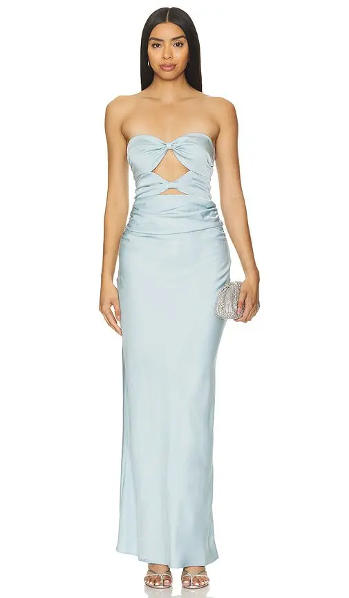 Bec & Bridge Rochelle Twist Strapless Dress In Baby Blue In Dolphin Blue -  30% Off | Editorialist