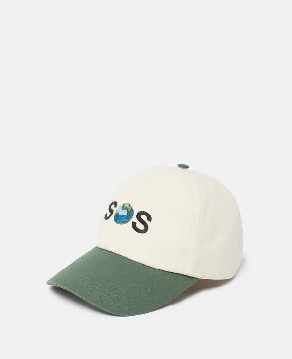 Stella McCartney Sos Embroidered Baseball Cap - Dune Beige / Amazon Green