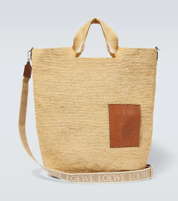 Loewe Slit Raffia Tote Bag - Beige