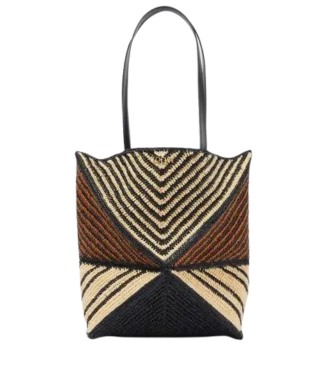 Loewe Paula's Ibiza Puzzle Fold Medium Raffia Tote Bag