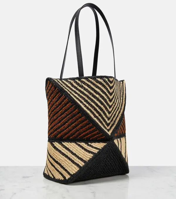 Loewe Paula's Ibiza Puzzle Fold Medium Raffia Tote Bag
