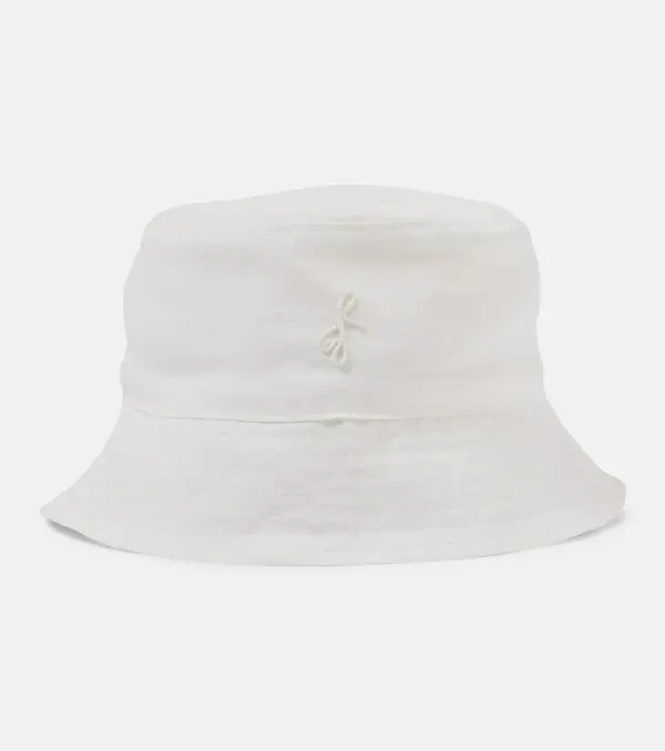 Ruslan Baginskiy Monogram Linen Bucket Hat - White