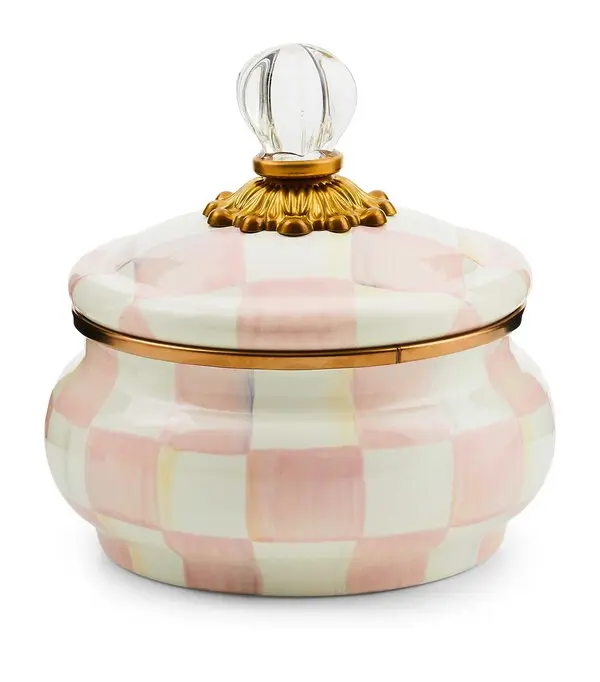 MACKENZIE-CHILDS Rosy Check Squashed Pot - Pink