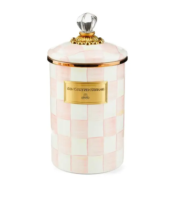 MACKENZIE-CHILDS Large Rosy Check Canister - Pink