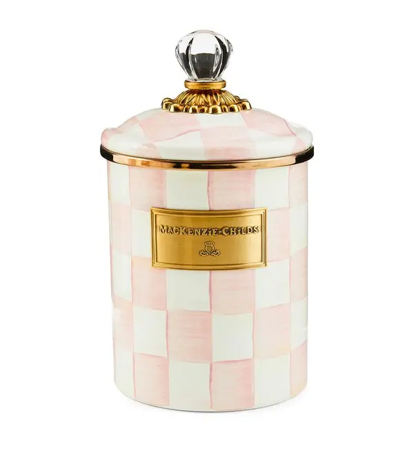 MACKENZIE-CHILDS Medium Rosy Check Canister - Pink