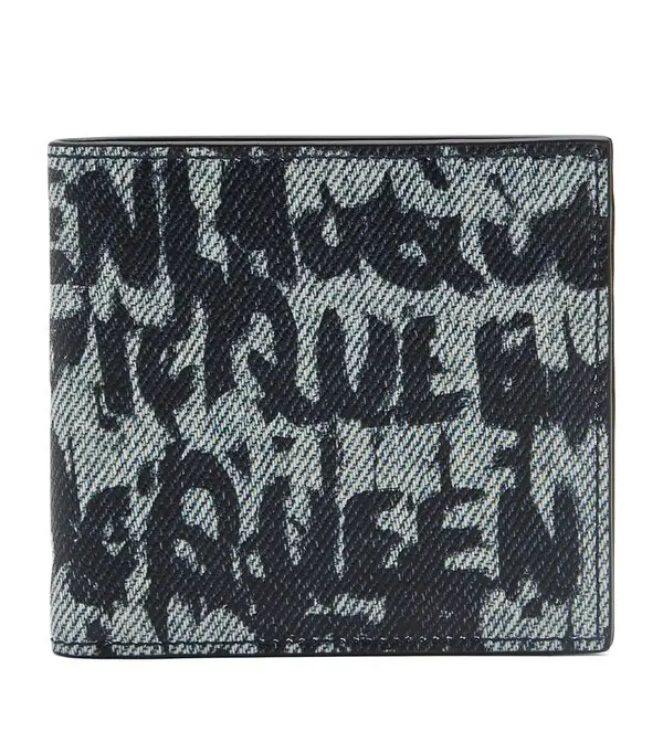 Alexander McQueen Leather Graffiti Logo Bifold Wallet
