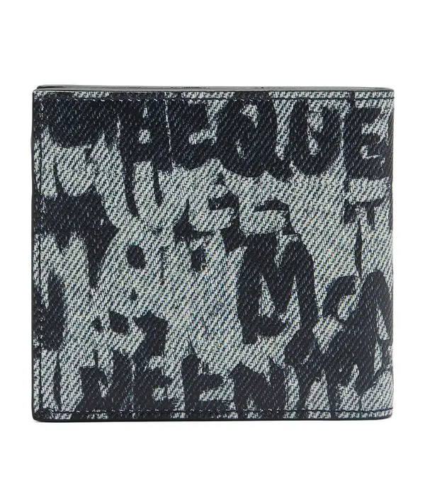 Alexander McQueen Leather Graffiti Logo Bifold Wallet