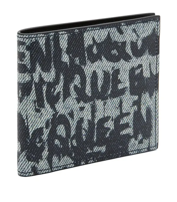 Alexander McQueen Leather Graffiti Logo Bifold Wallet